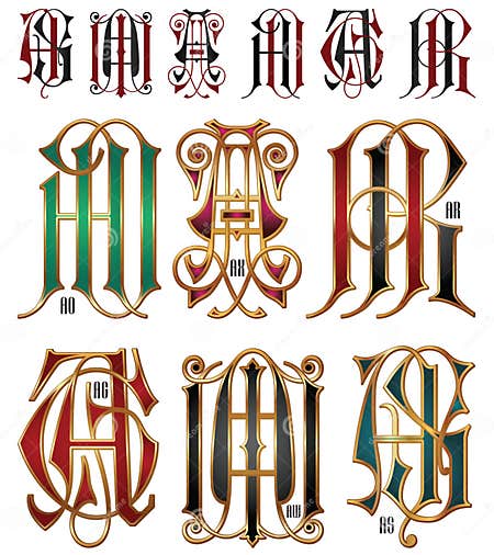 Set of Interlocking Letters Stock Vector - Illustration of grunge ...