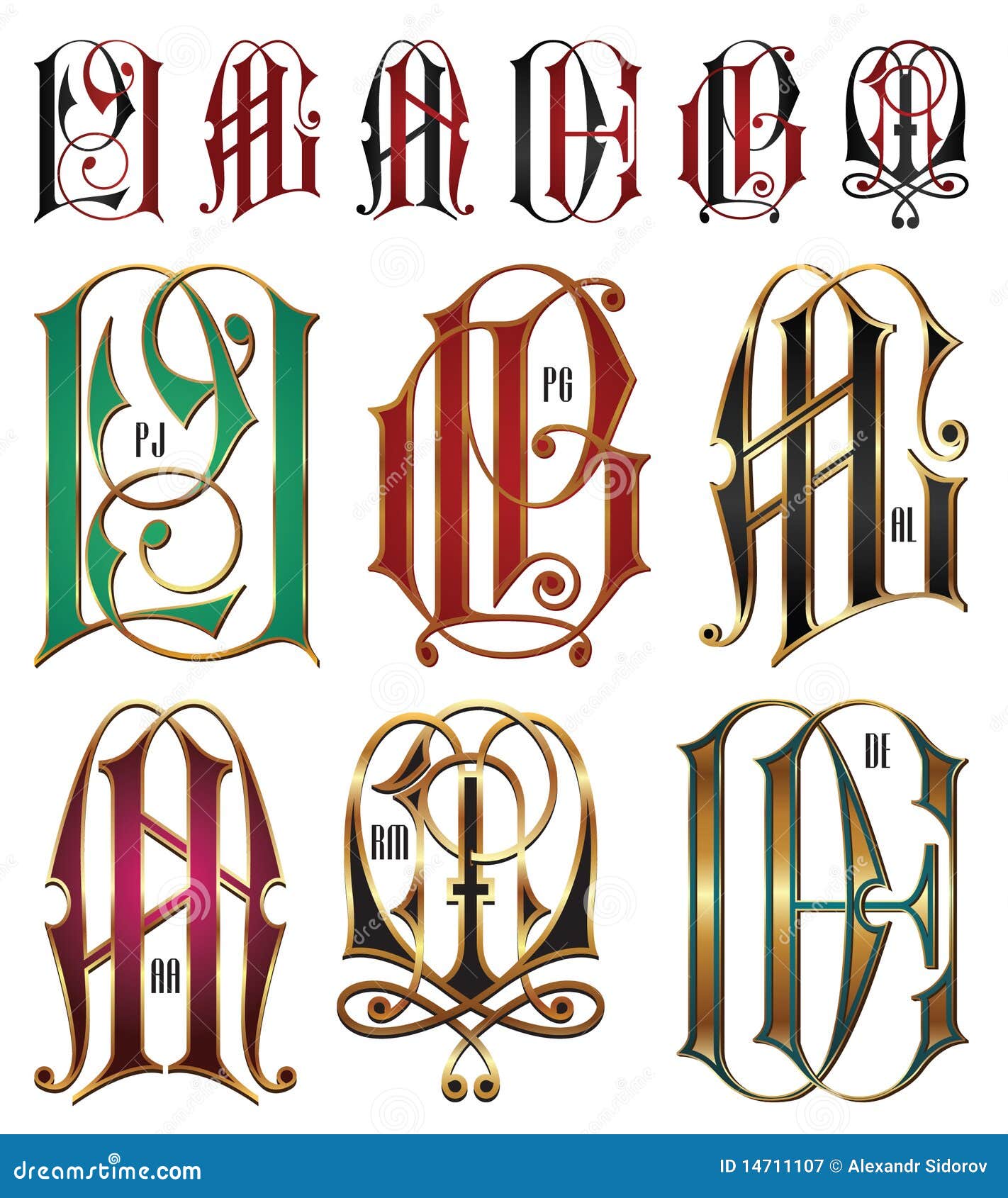 Set of Interlocking Letters Stock Vector - Illustration of place, frame ...