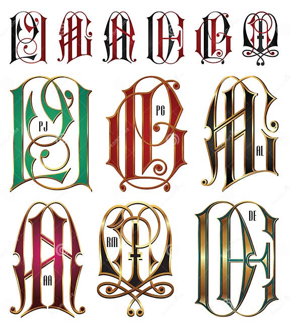 Set of Interlocking Letters Stock Vector - Illustration of place, frame ...