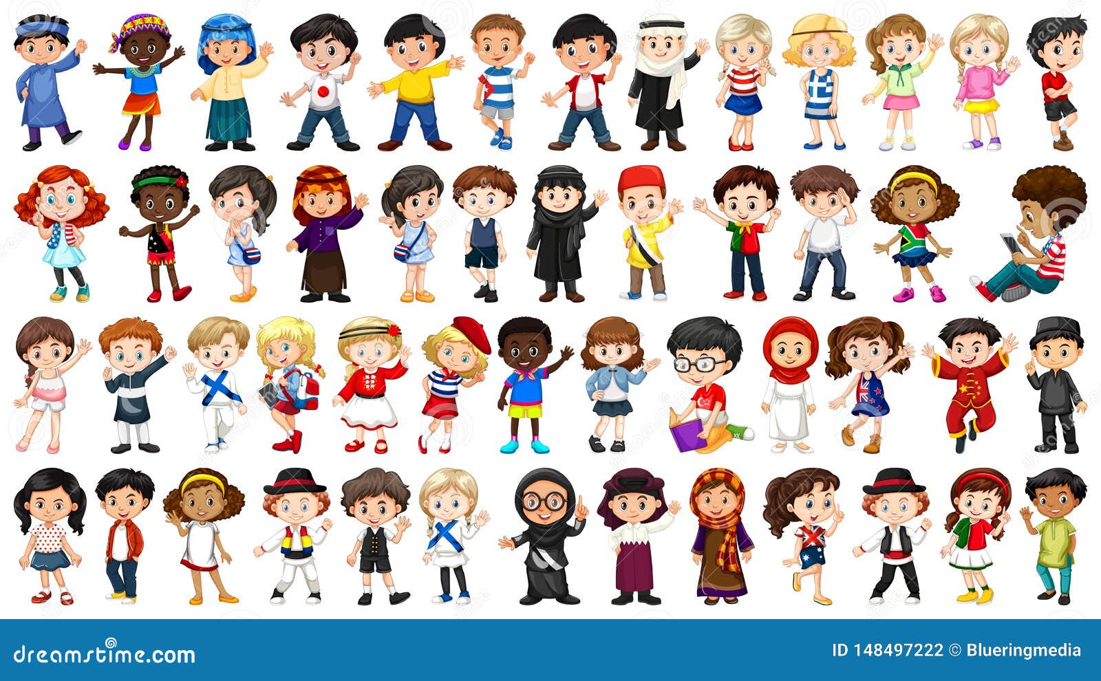 Set of International Children Character Stock Vector - Illustration of ...