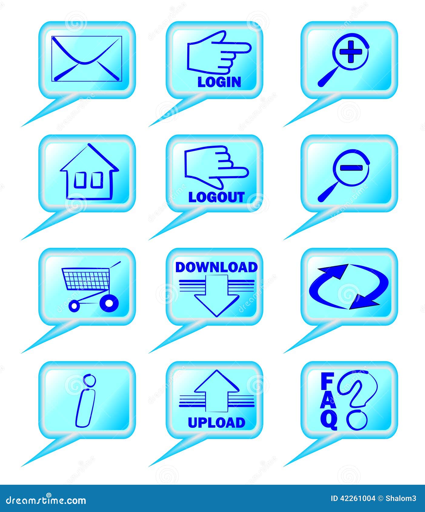 A Set of Internet Icons in Blue Design Stock Vector - Illustration of ...