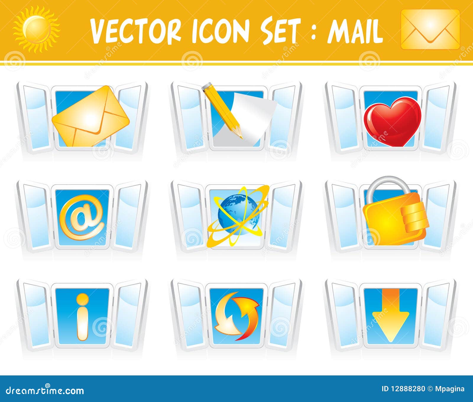 Set internet mail icons stock vector. Illustration of objects - 12888280