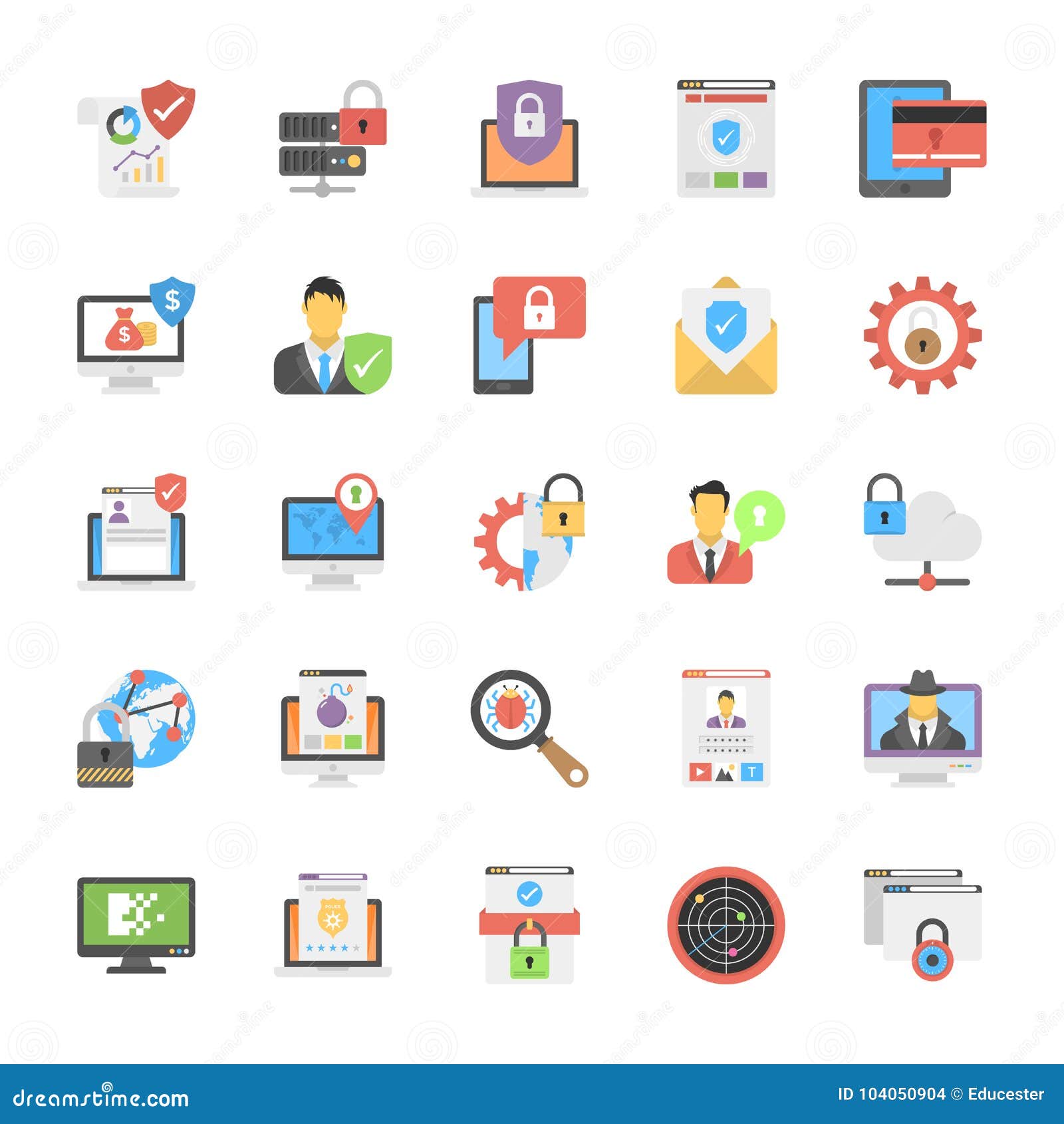 Set of Internet Security Icons in Flat Design Stock Illustration ...