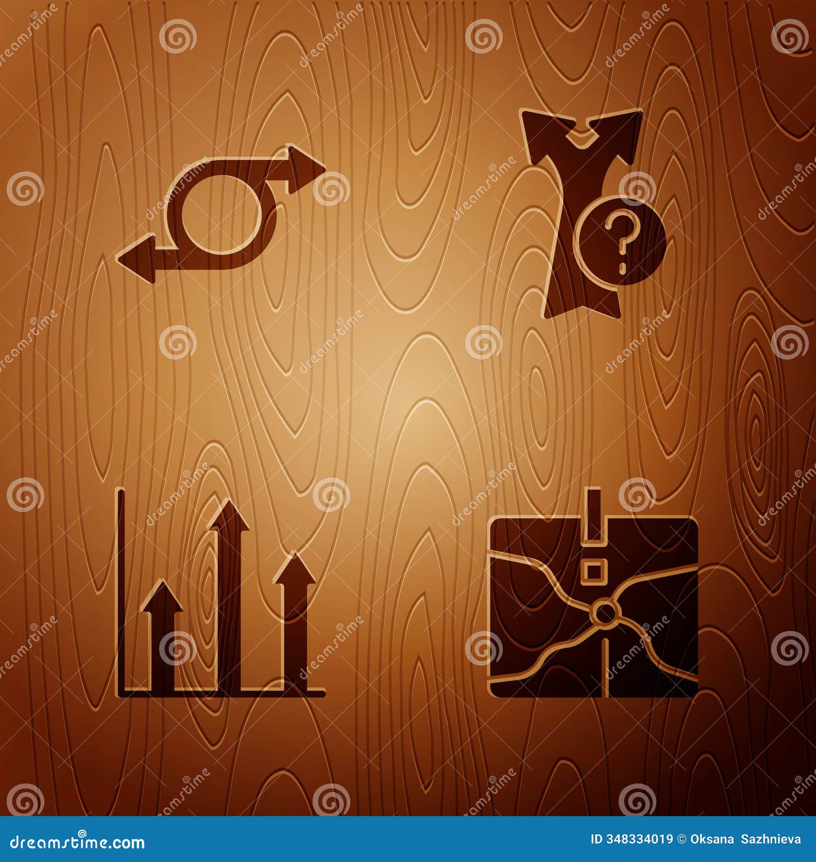 Set Intersection Point, Arrow, Pie Chart Infographic and on Wooden ...