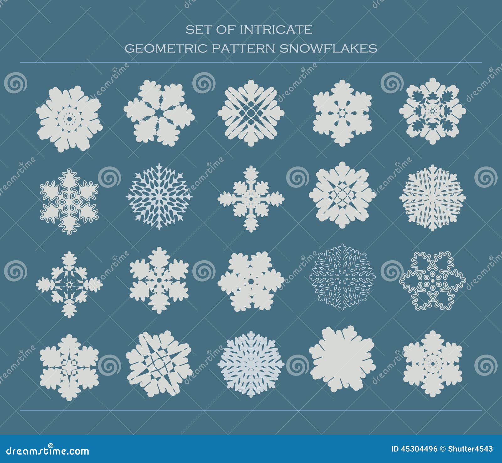 Set of Intricate Pattern Snowflakes Stock Vector - Illustration of ...