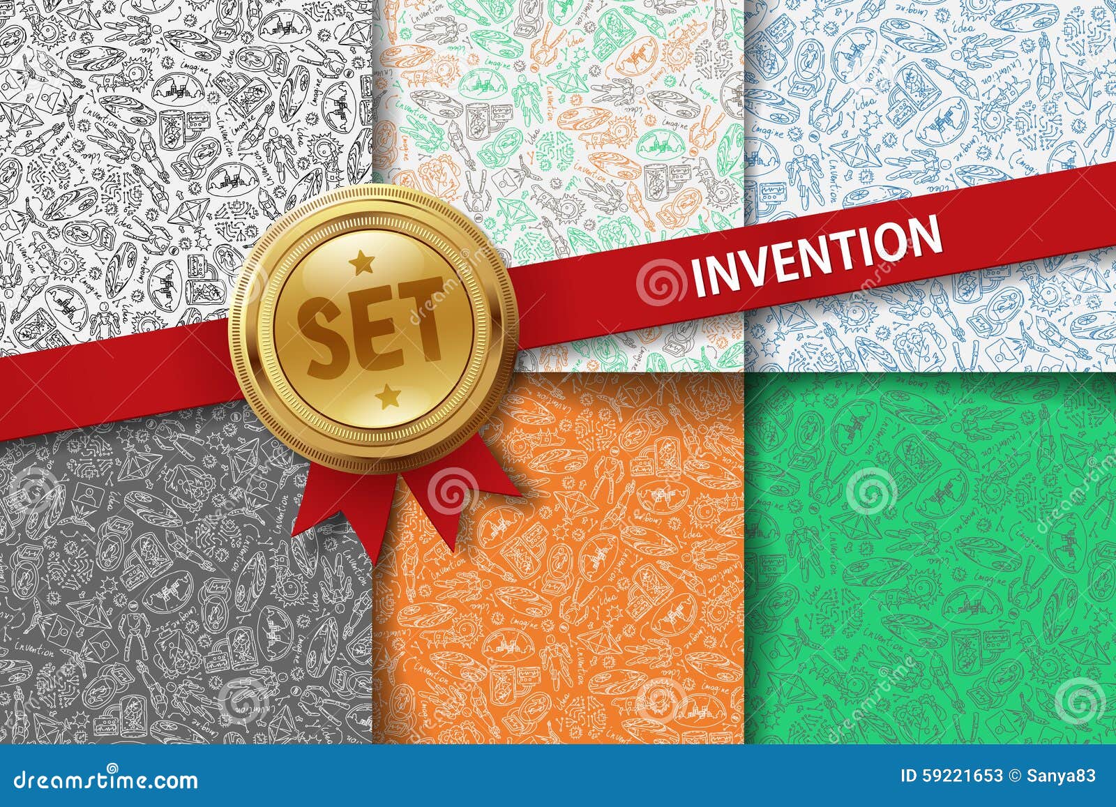Invention Doodle Website Template Design Cartoon Vector | CartoonDealer ...