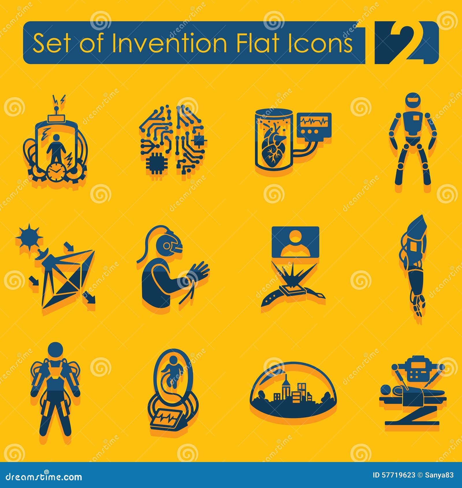 Set of invention icons stock vector. Illustration of graphic - 57719623
