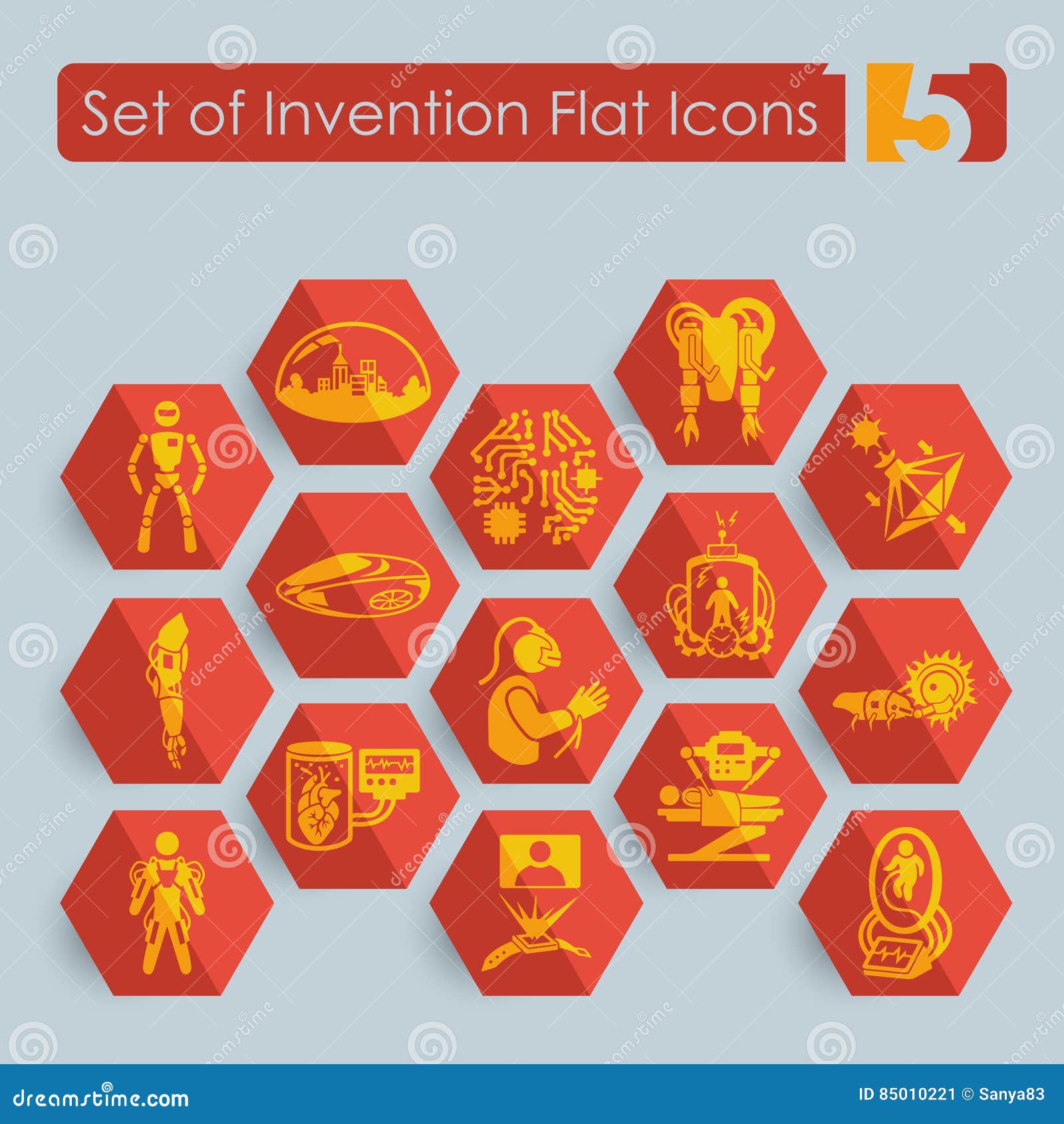 Set of invention icons stock vector. Illustration of progress - 85010221