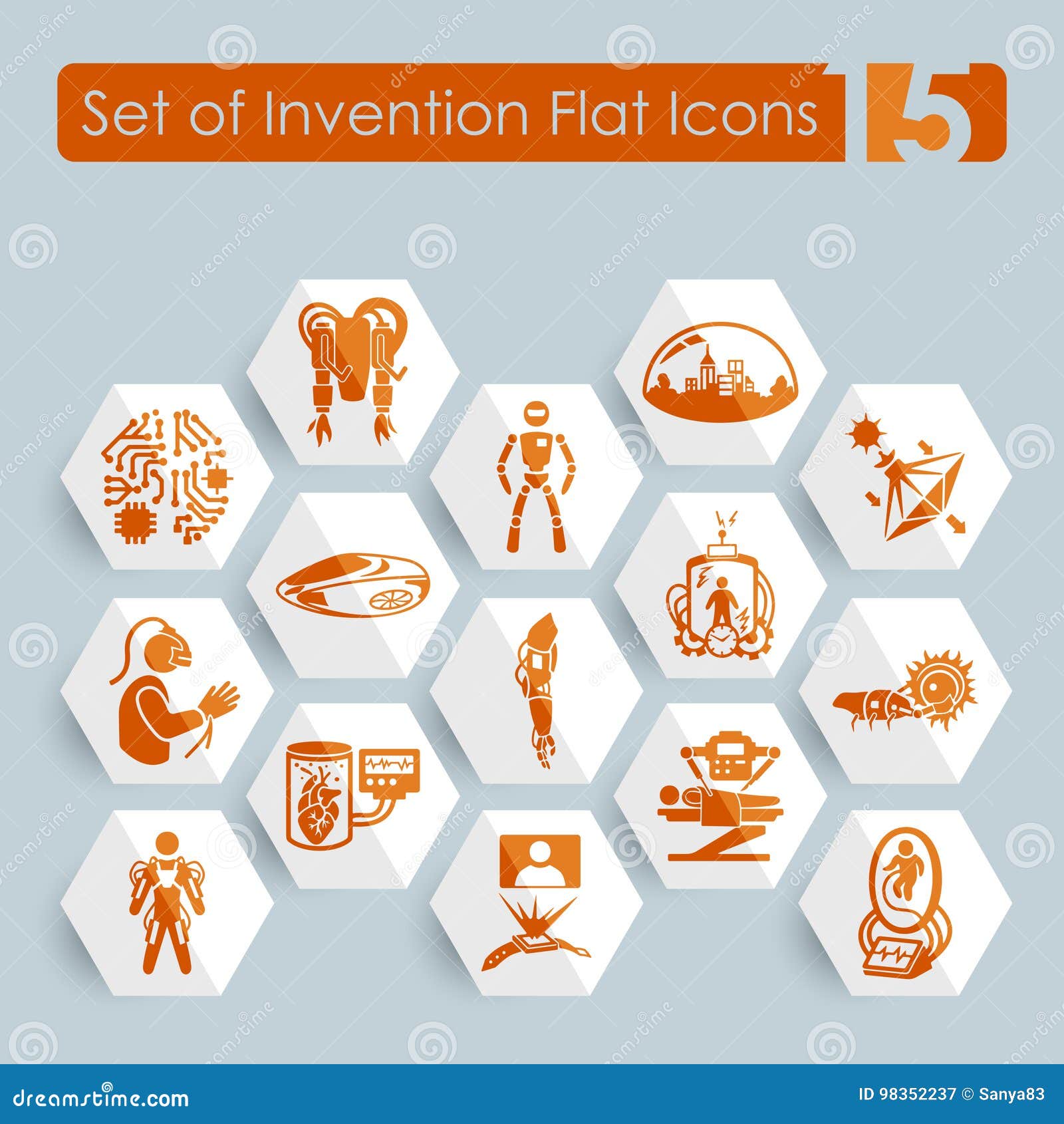 Set of invention icons stock vector. Illustration of geometric - 98352237
