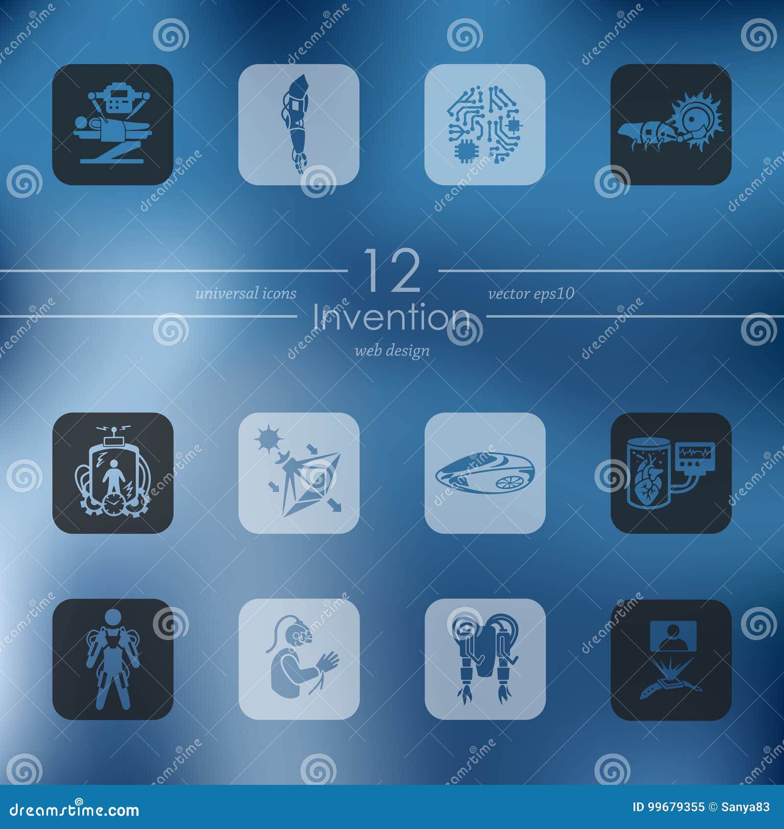 100 Invention Icons Set, Flat Style Cartoon Vector | CartoonDealer.com ...