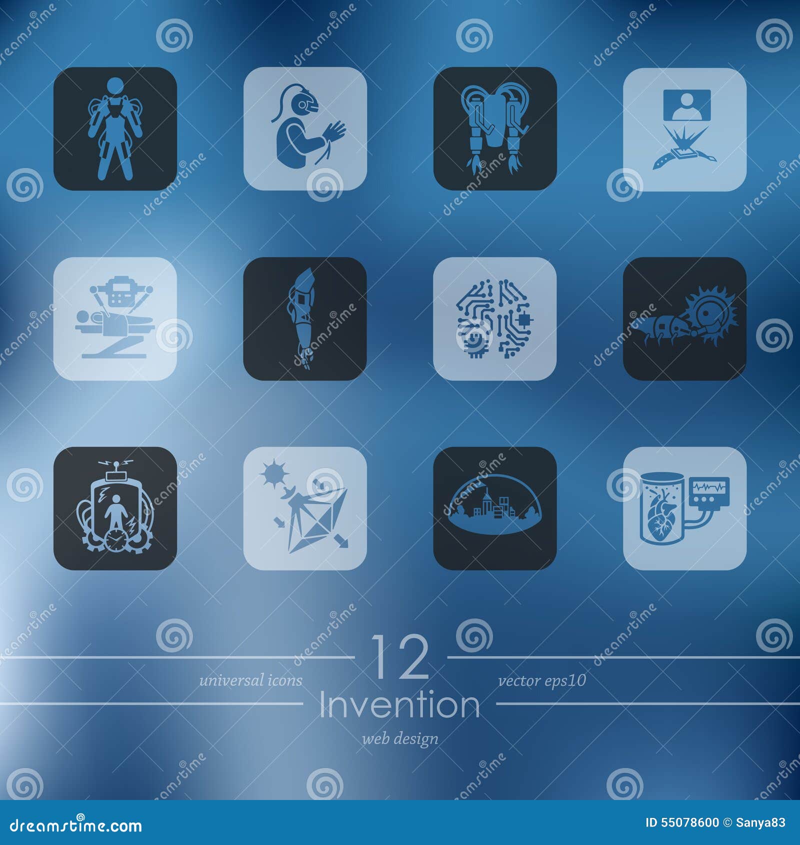 Set of invention icons stock vector. Illustration of effect - 55078600