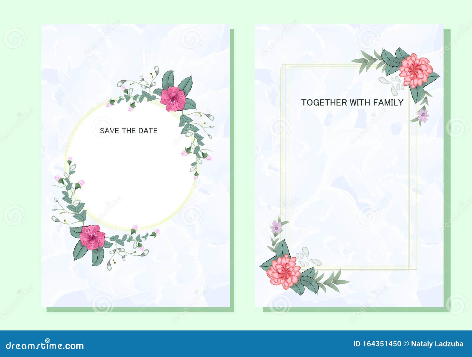 Set of Invitation Cards with Floral Decorations, Floral Frames. Vector ...