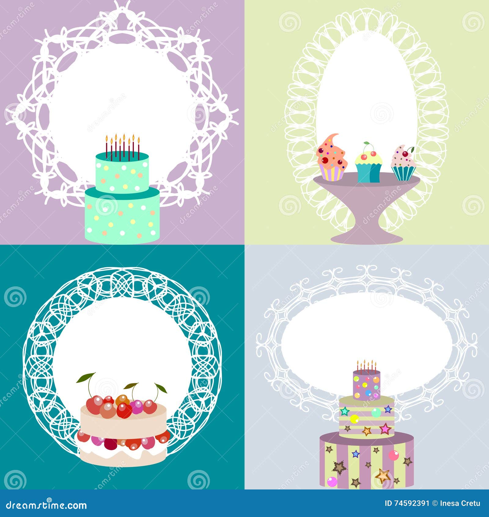 Set Of Templates With Cakes For Logos Vector Illustration ...