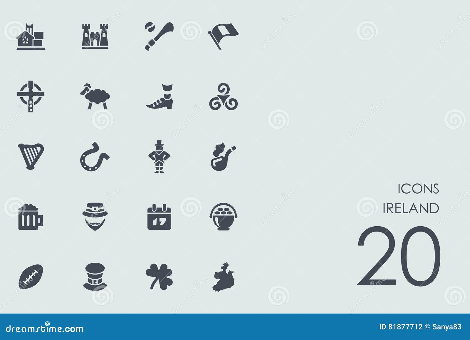 Set of Ireland icons stock vector. Illustration of element - 81877712