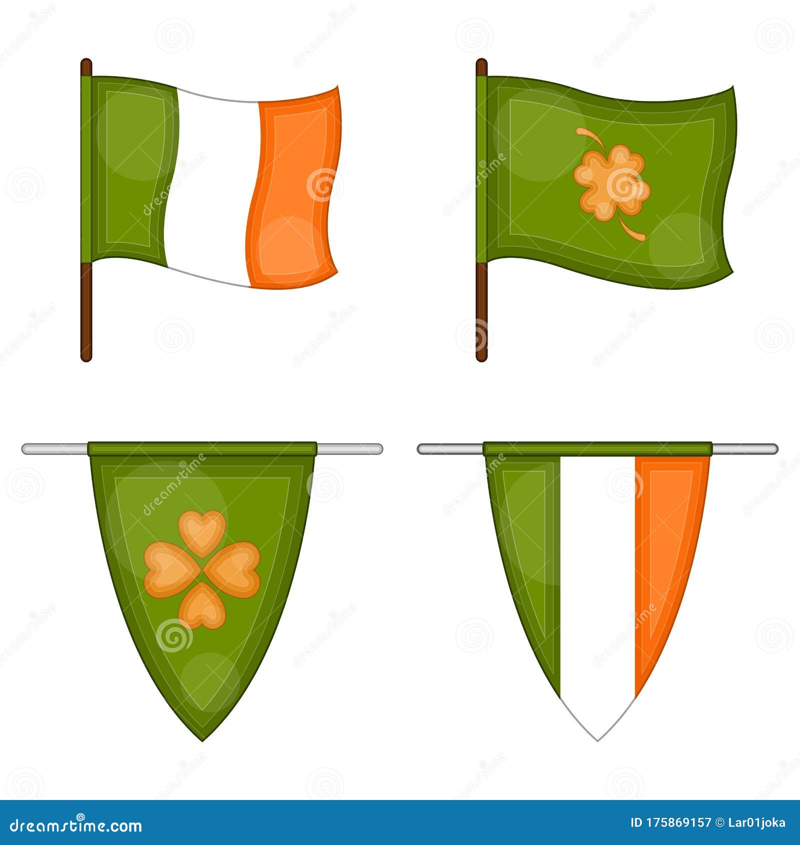 Set of Irish and Clover Flags Stock Vector - Illustration of celtic ...