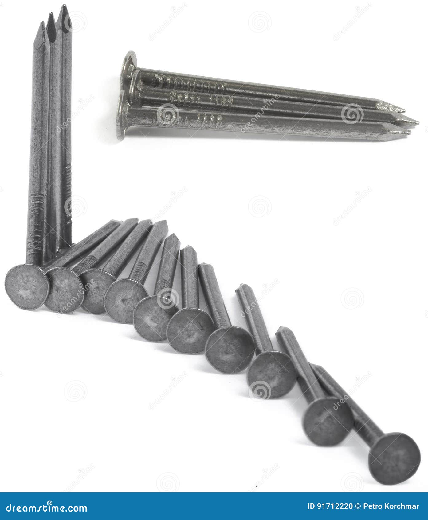 Row Of Iron Nails Isolated On White Stock Photo | CartoonDealer.com ...