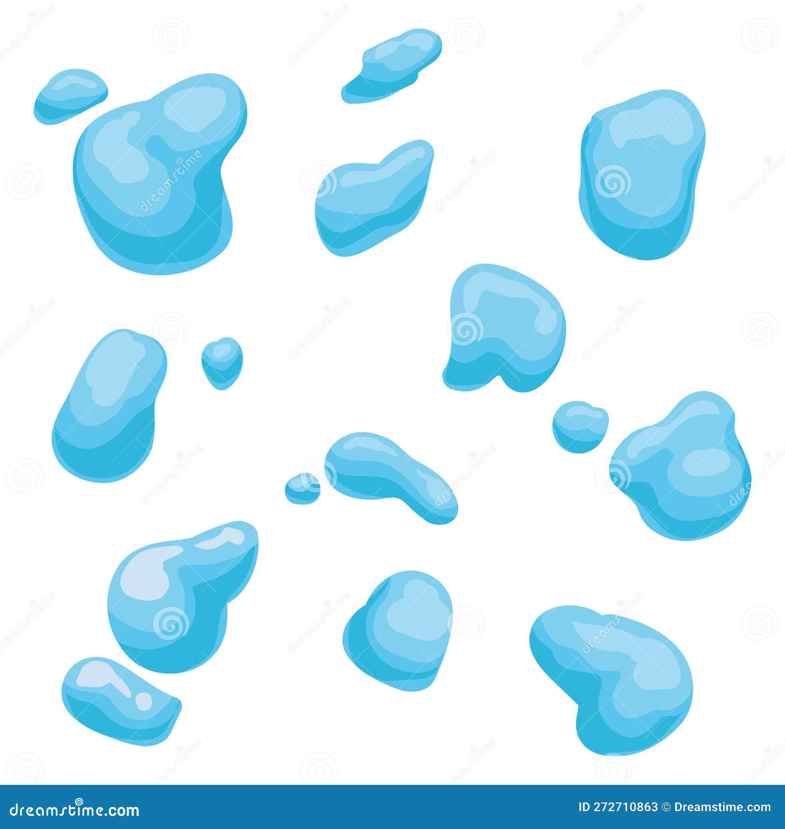 Set of Irregular Blue Drops in Cartoon Style, Vector Illustration Stock ...
