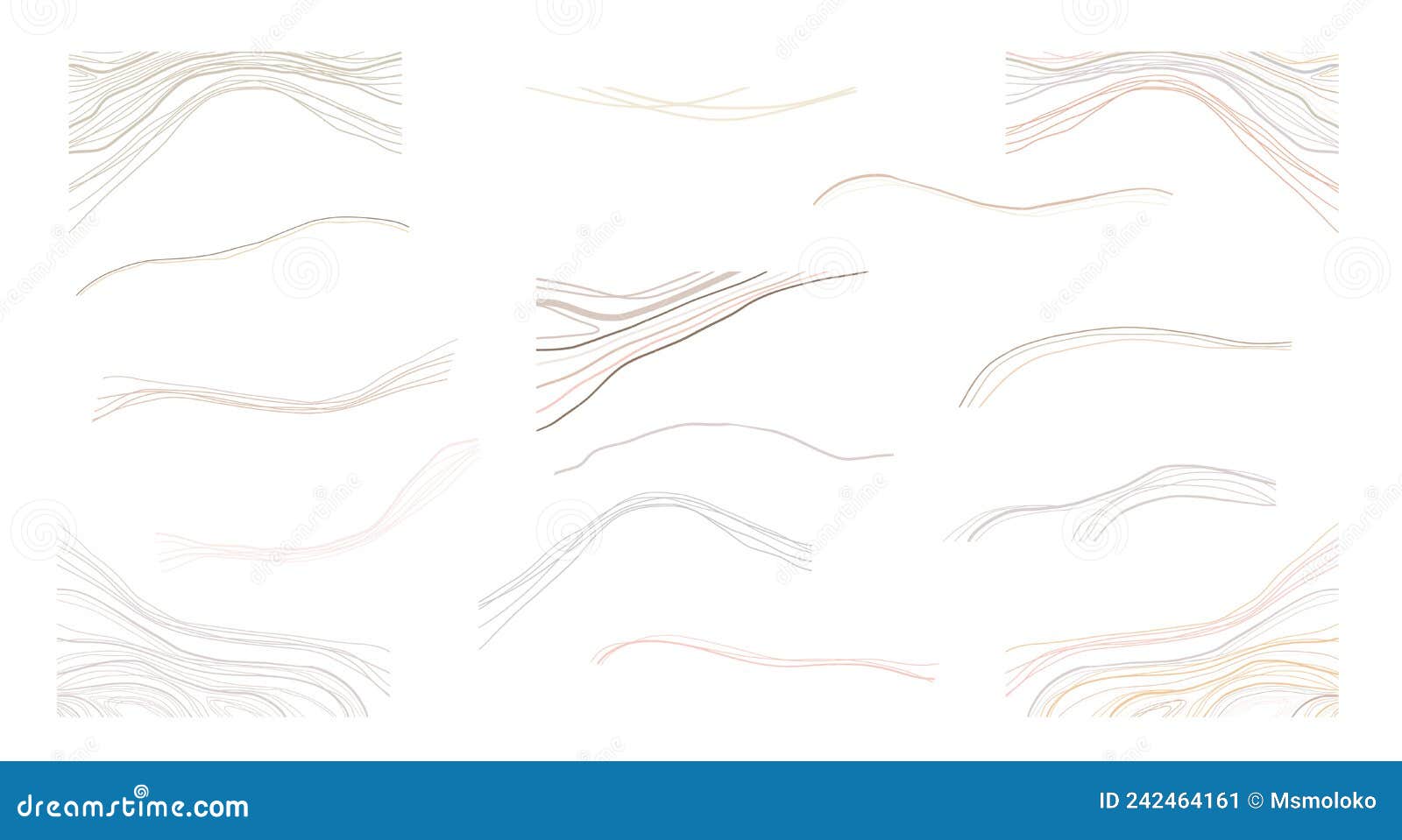 Set of Irregular Organic Shapeles Linear Elements. Topografy Uneven ...