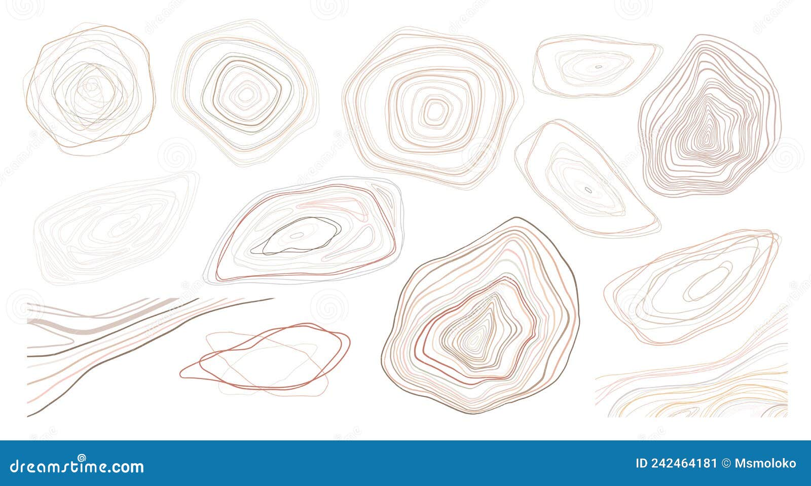 Set of Irregular Organic Shapeles Linear Elements. Topografy Uneven ...