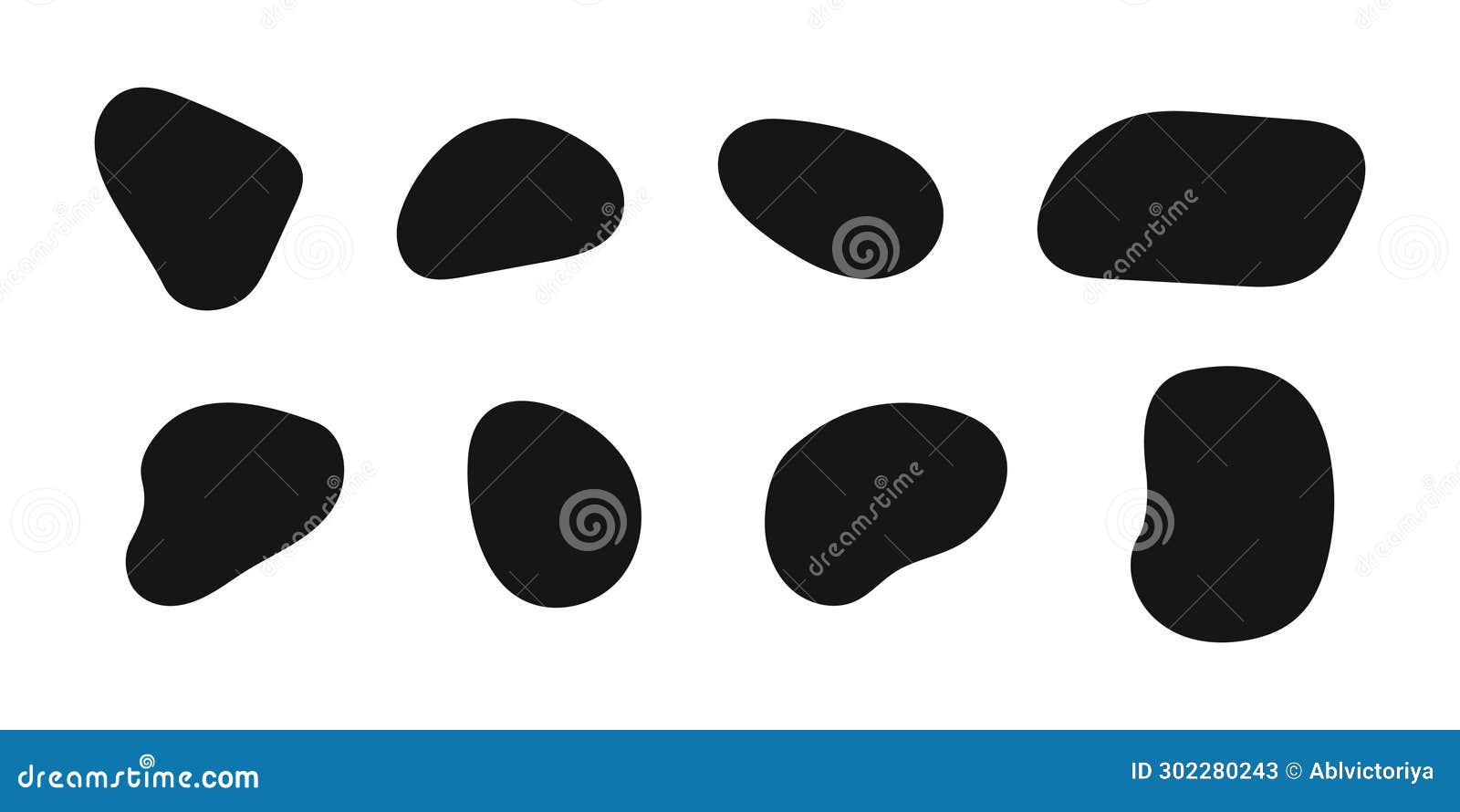 Set Of Irregular Organic Forms, Pebble Stone Shapes, Deformated Blobs ...