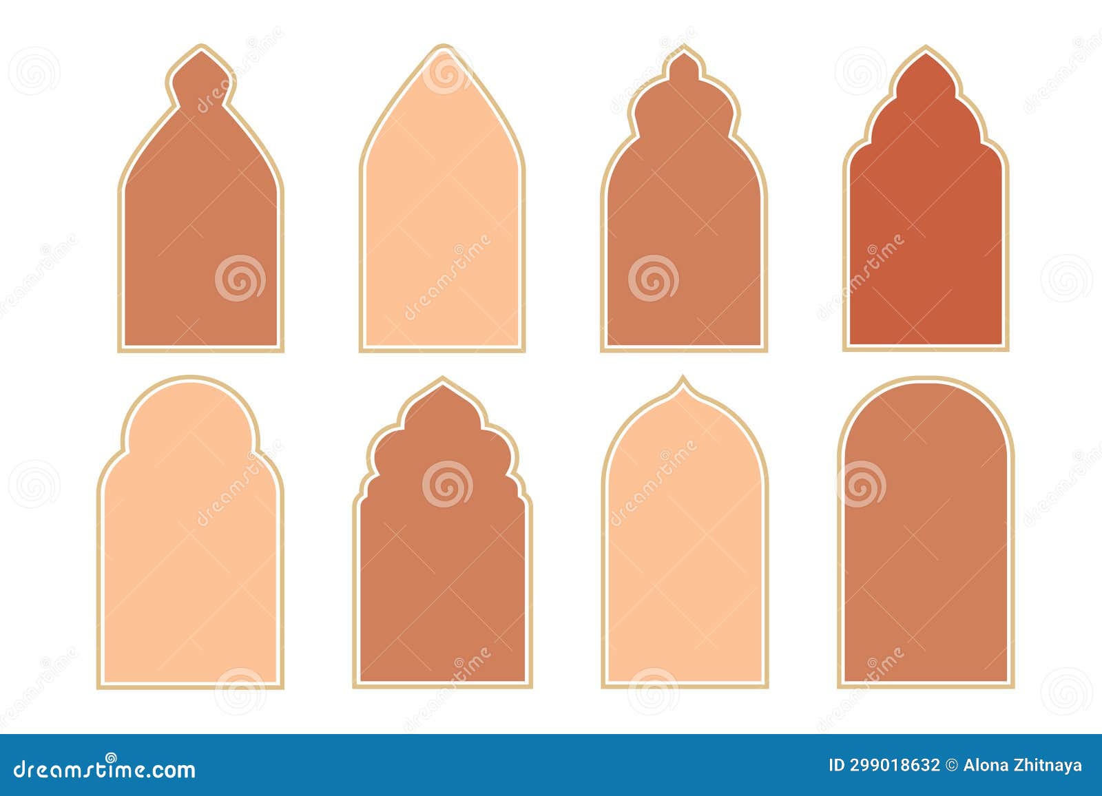 Set Islamic Arch Frames, Minimal Boho Borders, Windows, Arabic Isolated ...