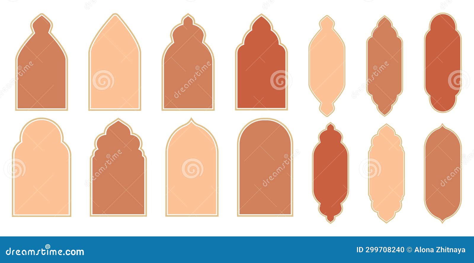 Set Islamic Arch Frames, Minimal Boho Borders, Windows, Arabic Isolated ...