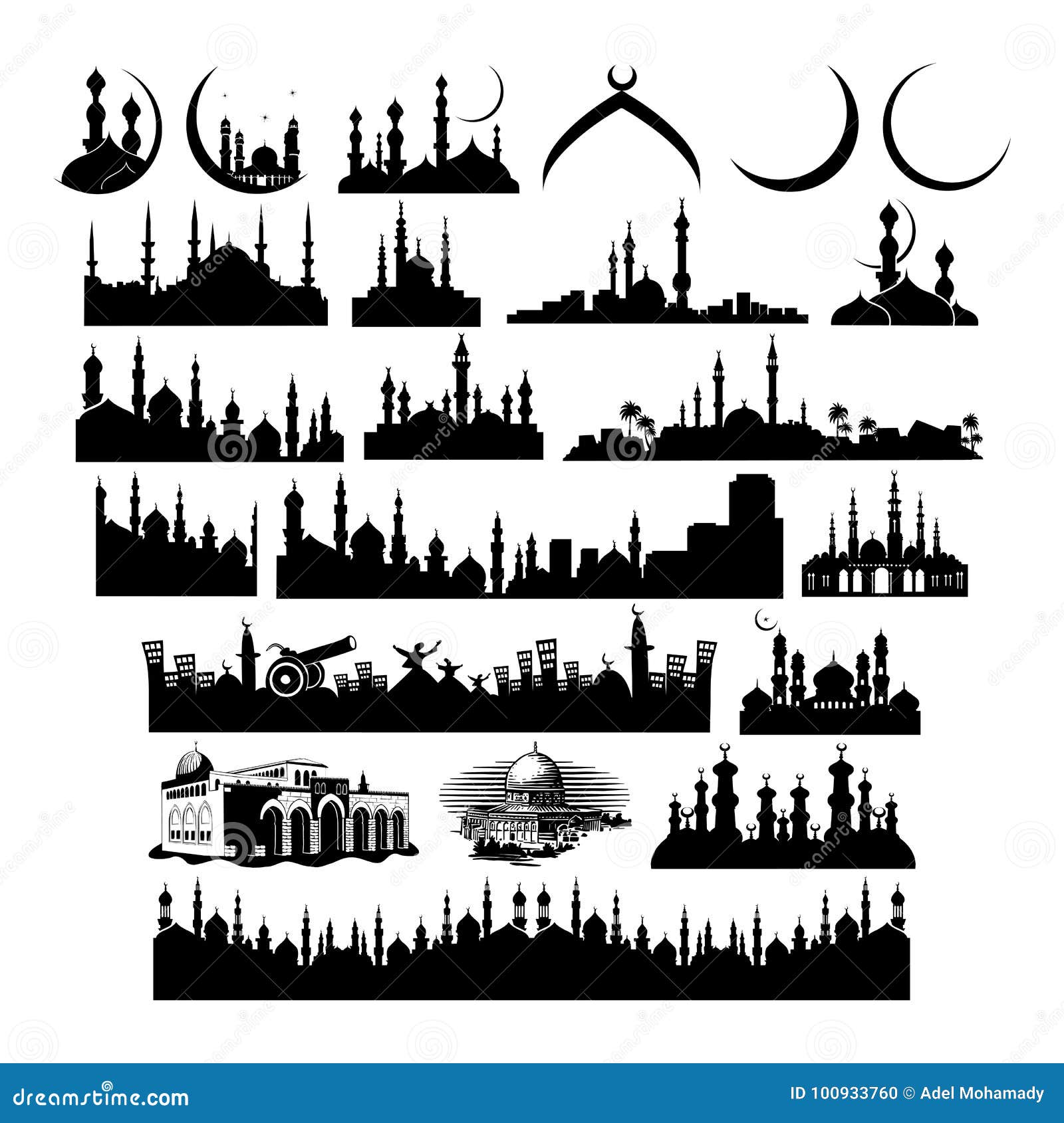 Set of Islamic Buildings. stock vector. Illustration of building ...