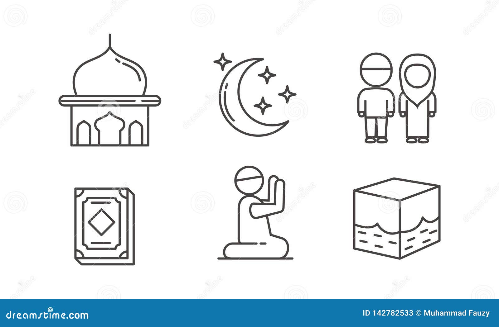 Set of Islamic Elements Icon Line Design. Islamic Vector Illustration ...