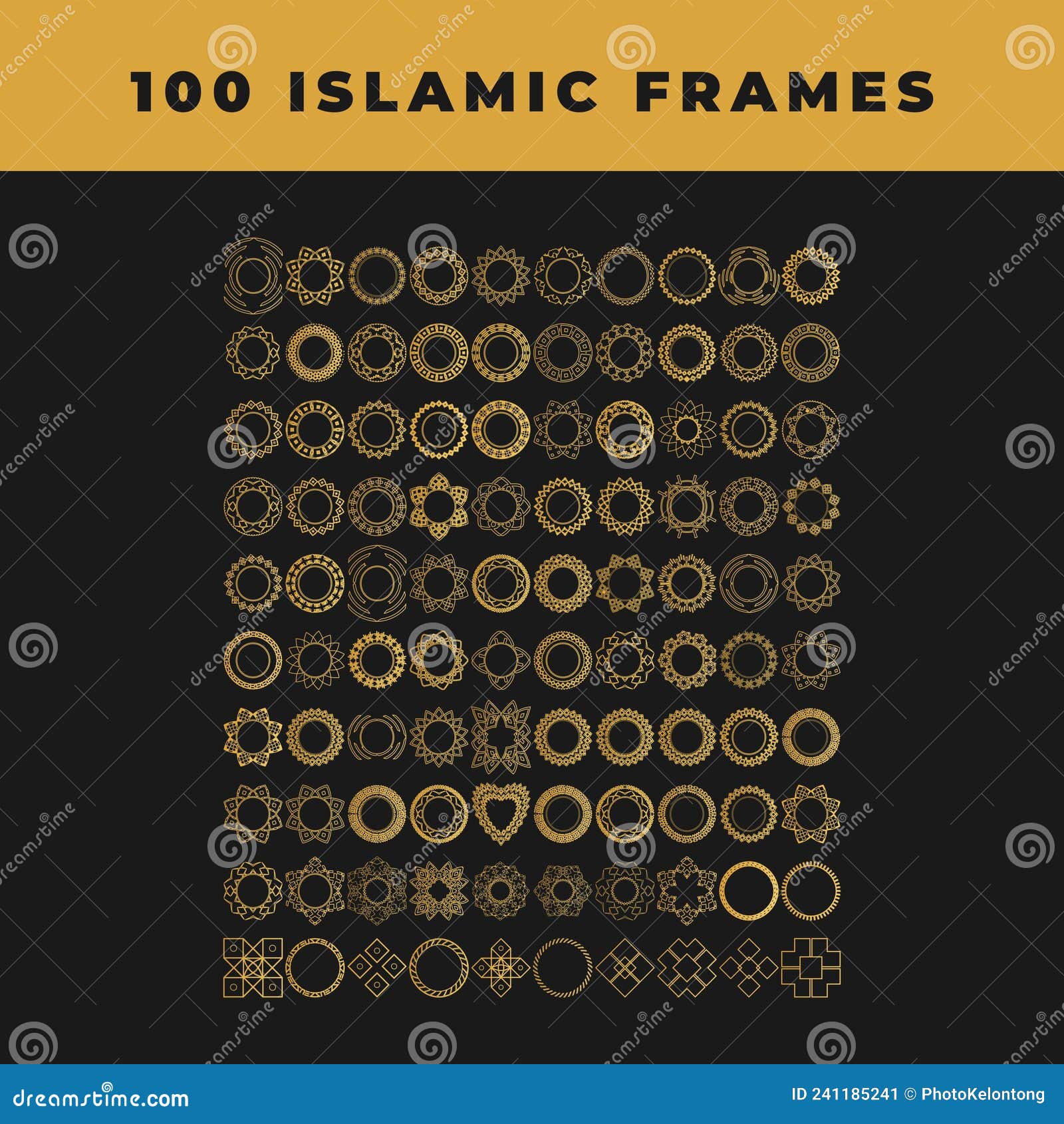 Islamic Frames. Set Of Beige Arabian Borders On White Background ...