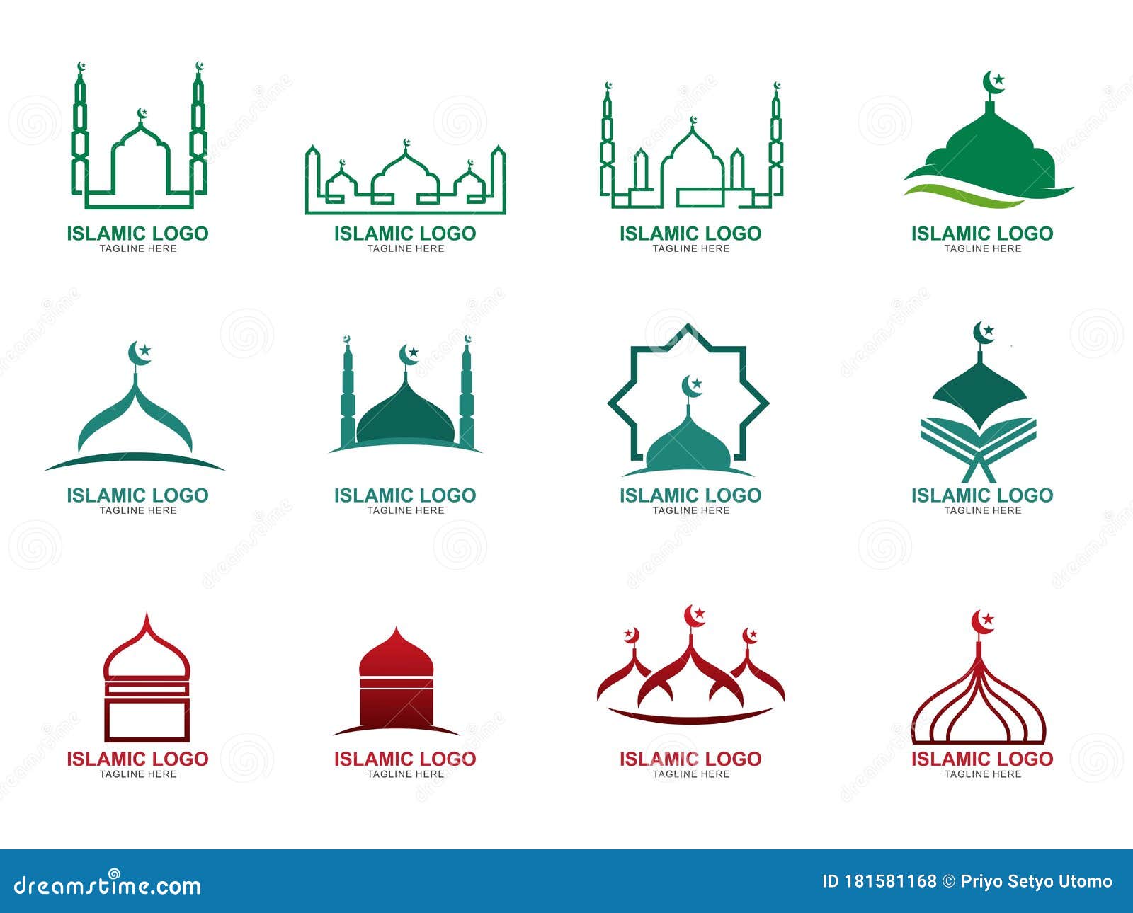 Set of Islamic Logo Design stock vector. Illustration of arabic - 181581168