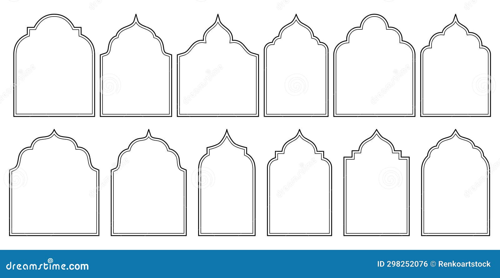 Set of Islamic Shape Illustrations, Outline Vectors. Versatile Elements ...