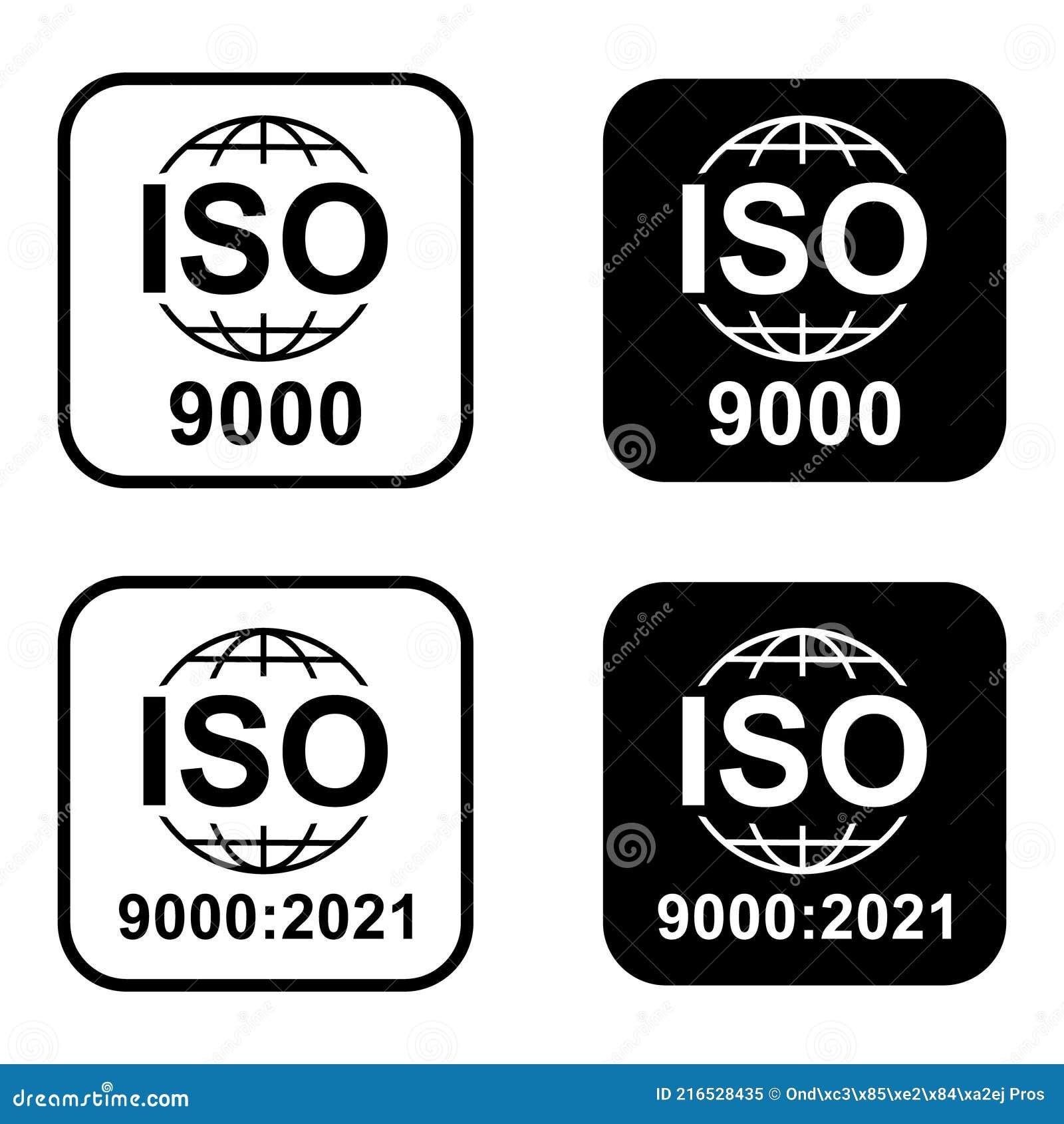 Iso 9000 Icon. Standard Quality Symbol. Vector Button Sign Isolated On ...