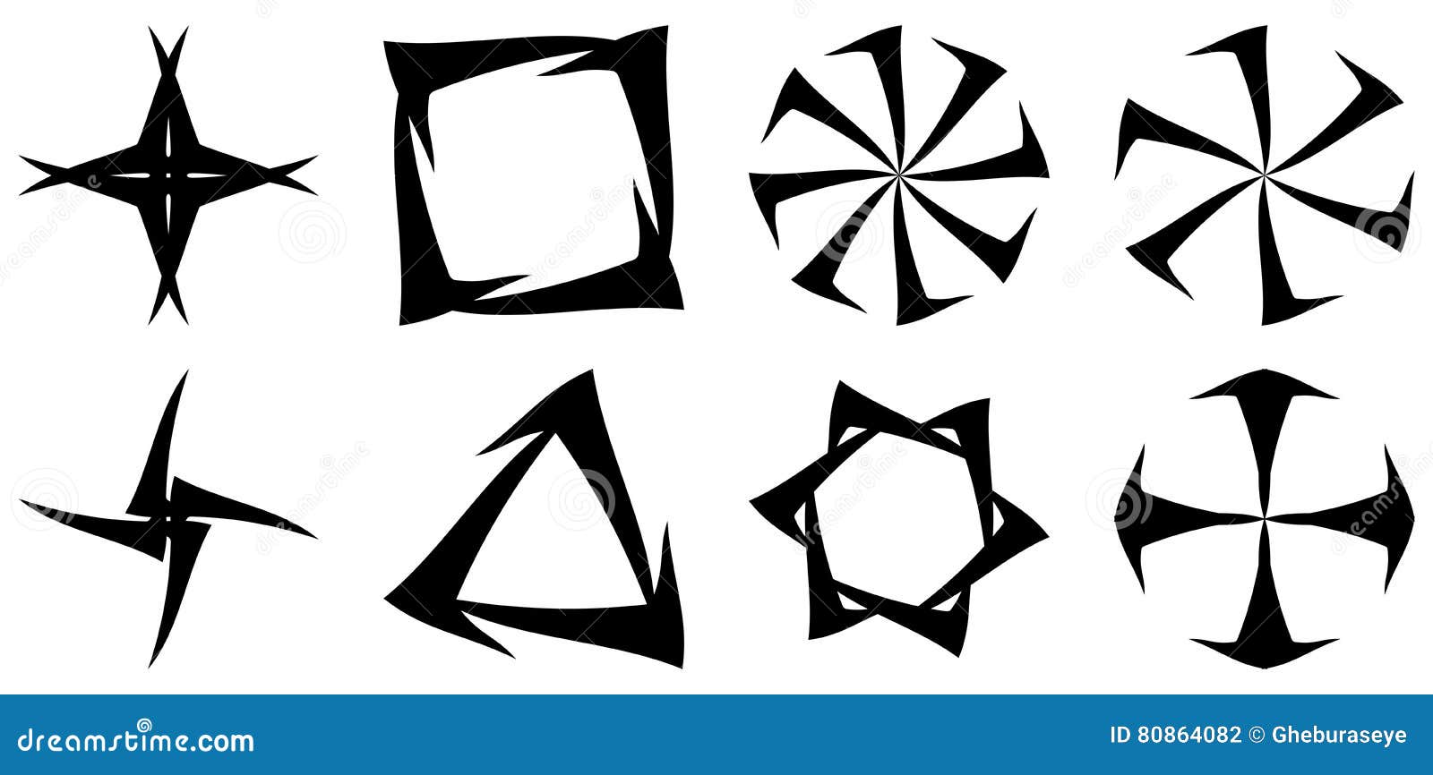 Set of Isolated Abstract Symbols Stock Vector - Illustration of black ...