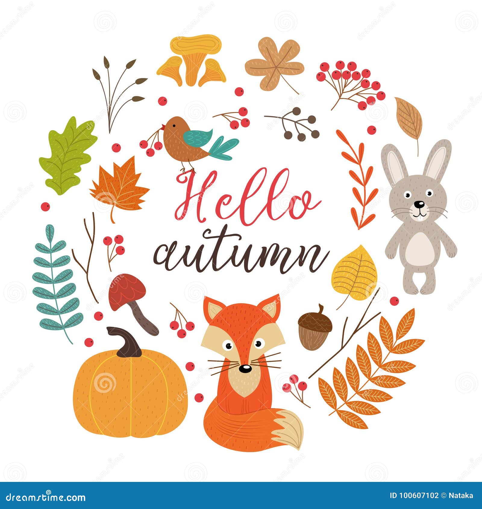Set of Isolated Autumn Elements Part 1 Stock Vector - Illustration of ...