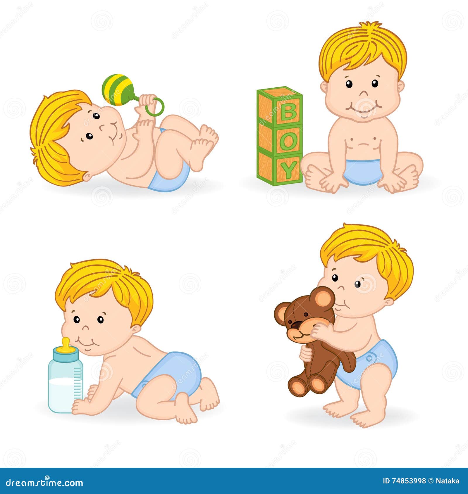 Set of Isolated Baby Boy in Different Positions Stock Vector ...