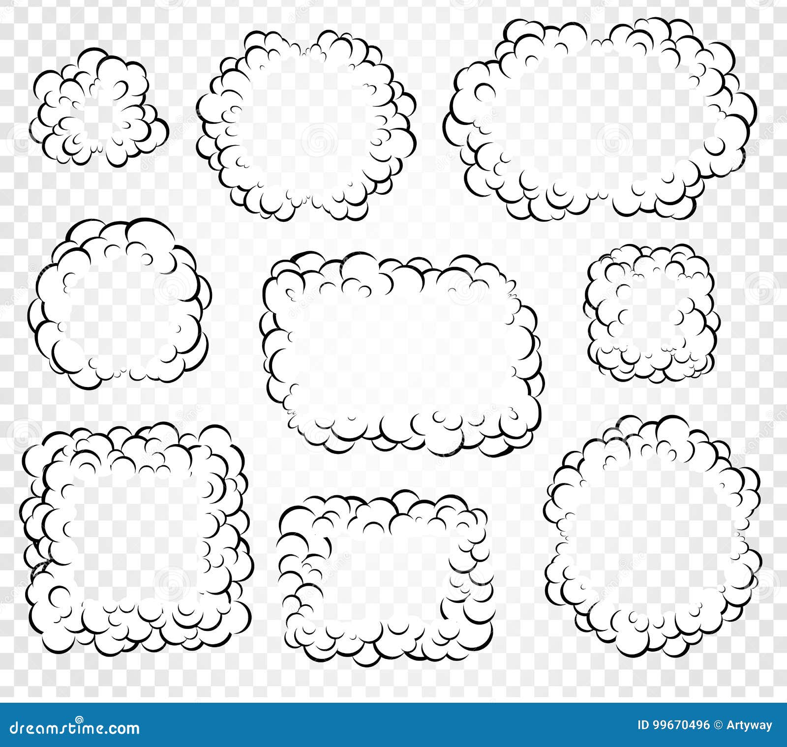 Set of Isolated Cartoon Speech Bubbles, Frames of Smoke or Steam ...
