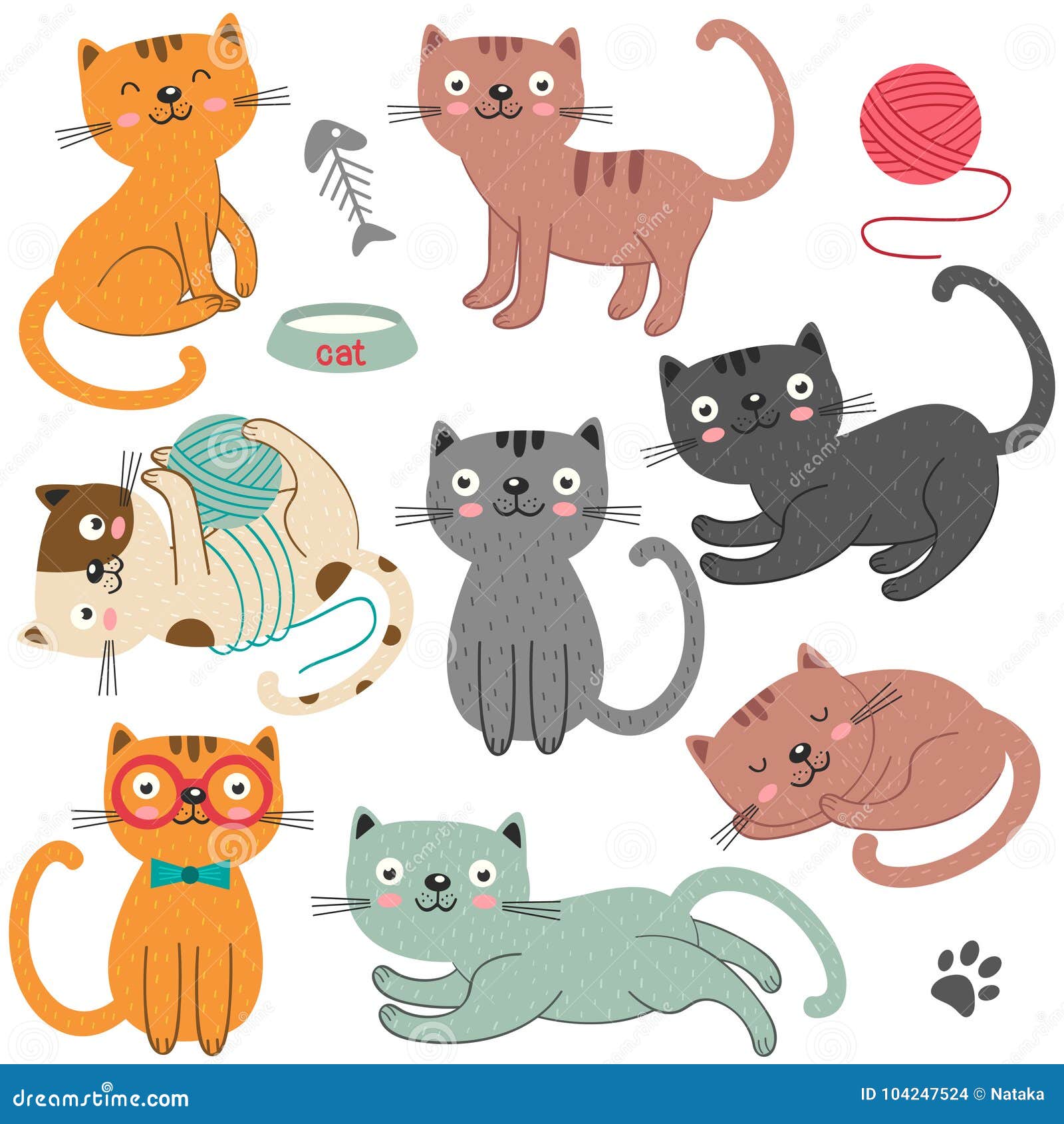 Set Isolated Cats Character Stock Illustrations – 5,978 Set Isolated ...