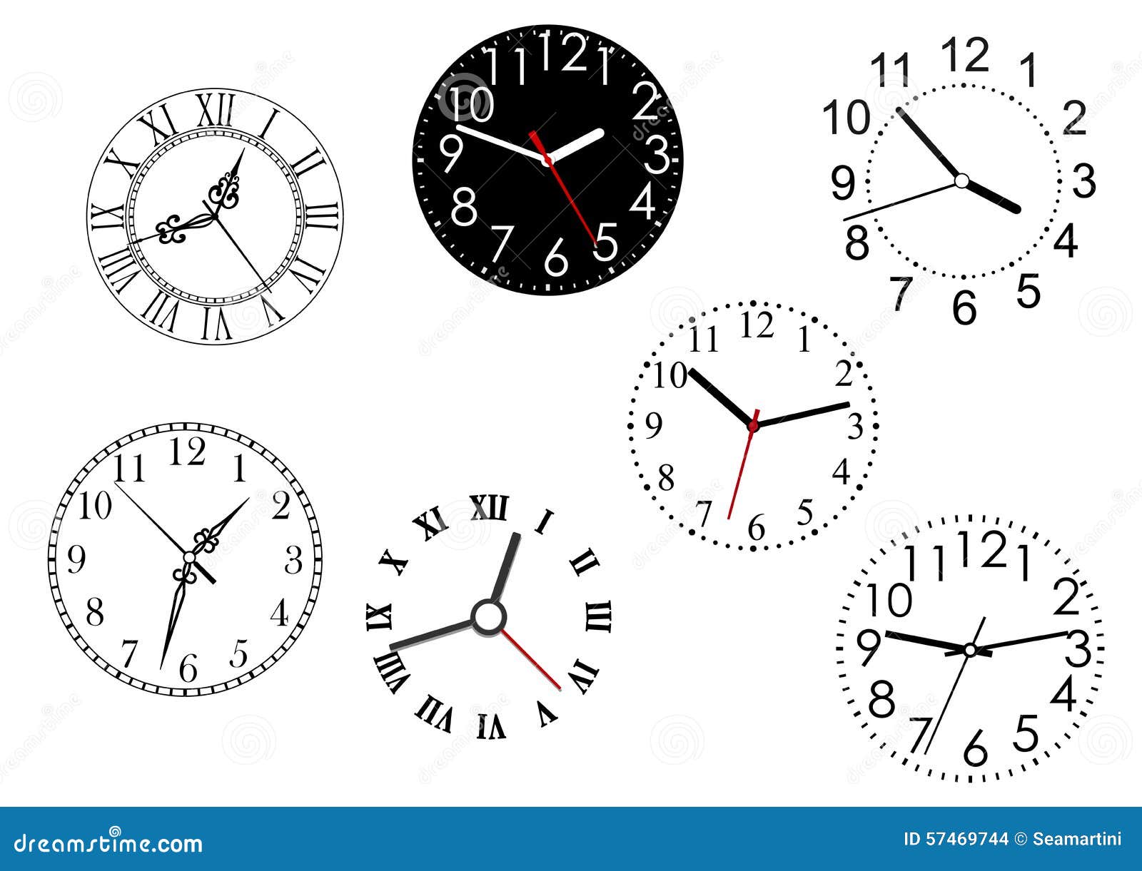 Set of Isolated Clock Dials Stock Vector - Illustration of element ...