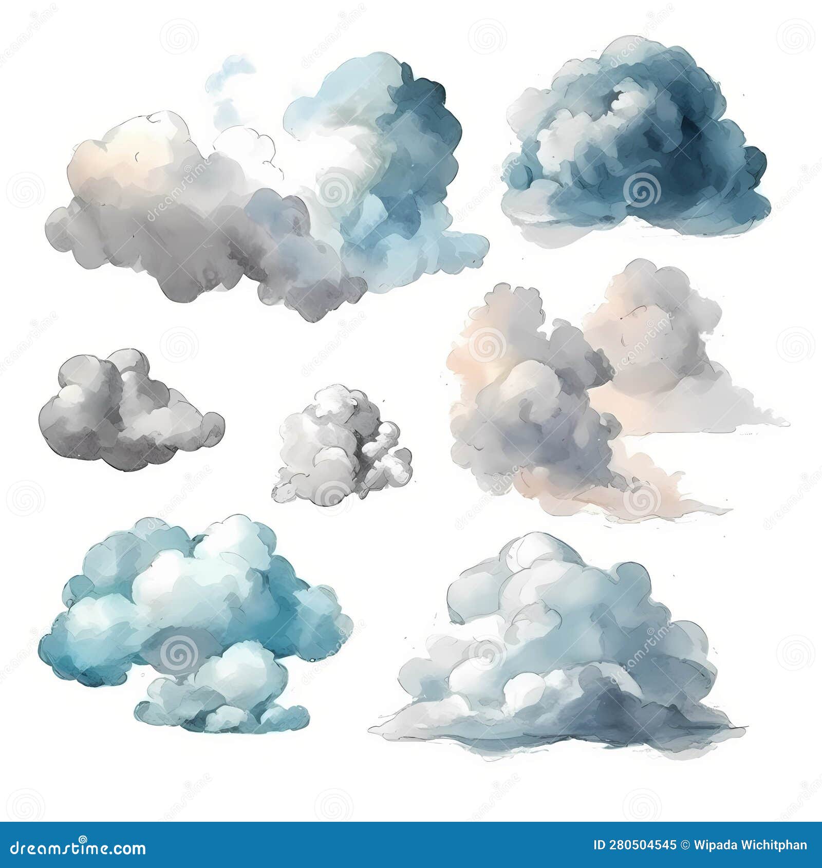 Set of Isolated Cloud Elements Illustration Stock Illustration ...