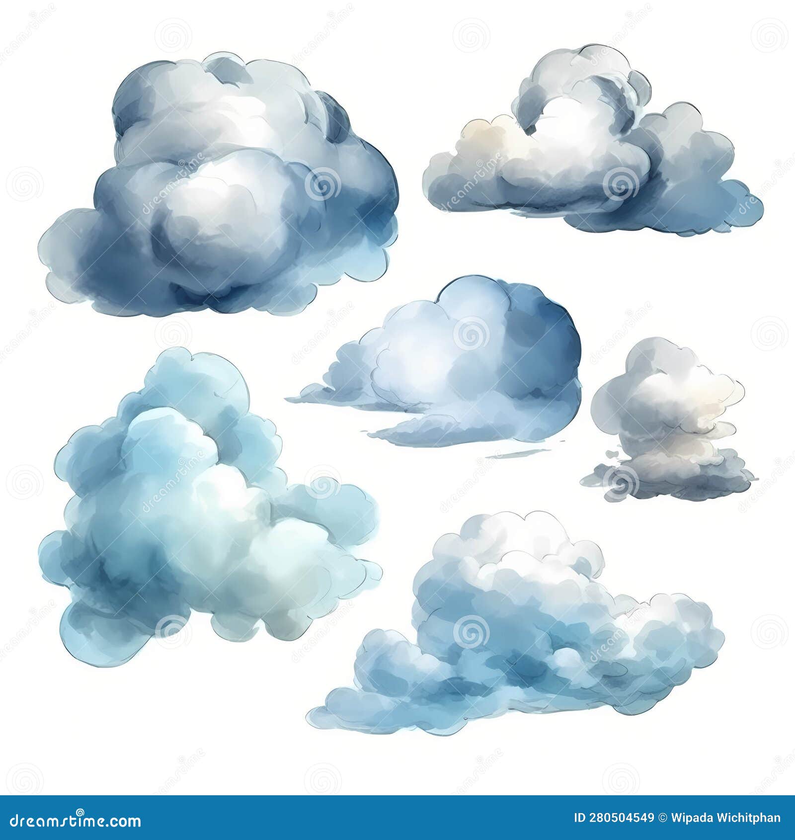 Set of Isolated Cloud Elements Illustration Stock Illustration ...
