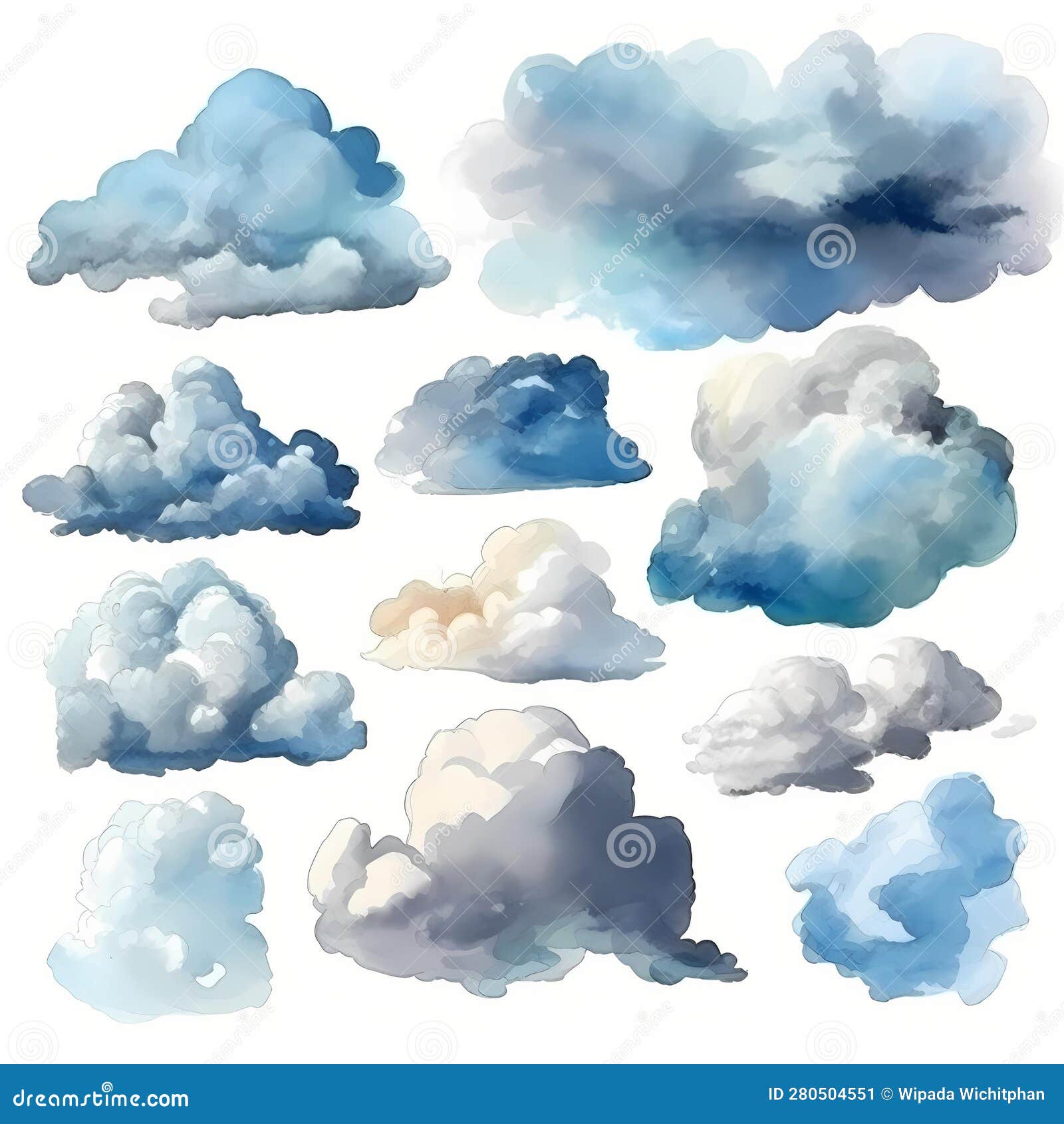 Set of Isolated Cloud Elements Illustration Stock Illustration ...