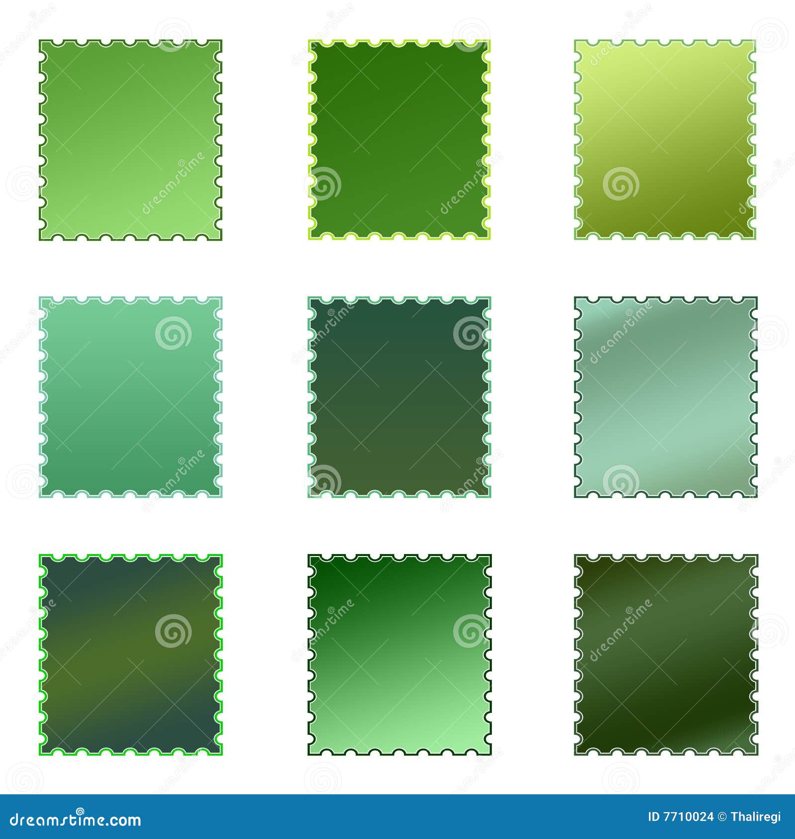 Set of Isolated Colored Stamps Stock Illustration - Illustration of ...