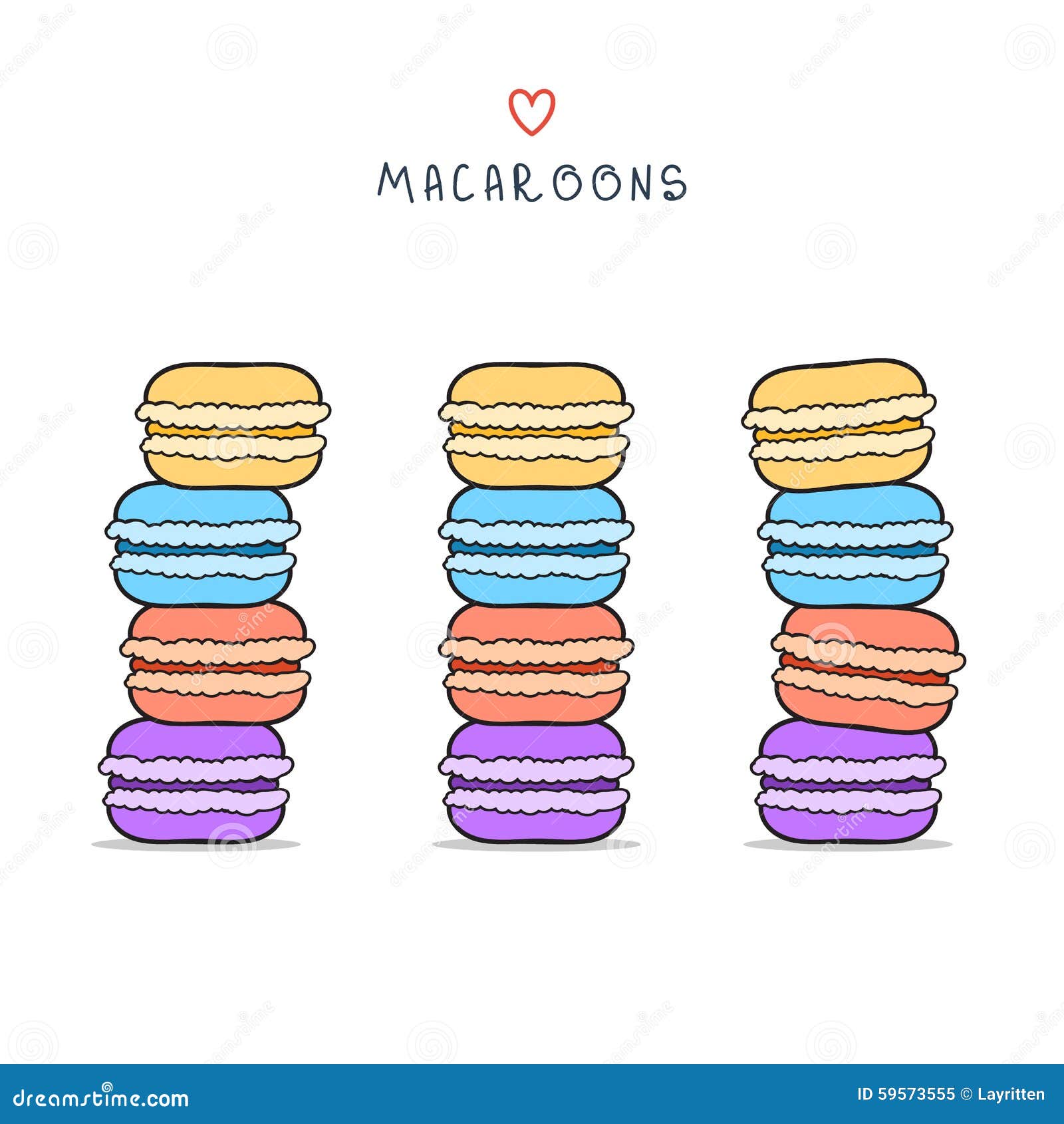 Set of Isolated Colorful Doodle Macaroon. Sketch Macaroon Stock Vector ...