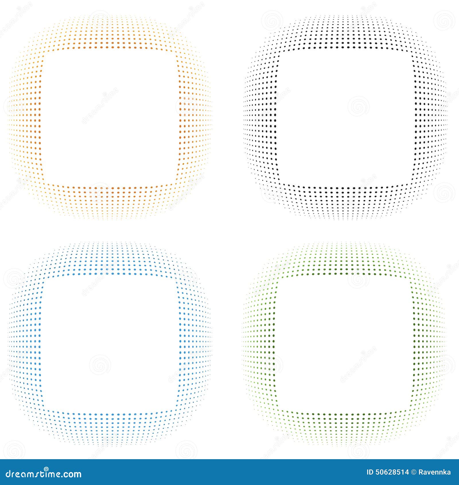 Set of 4 Isolated Colorful Halftone Borders Stock Illustration ...