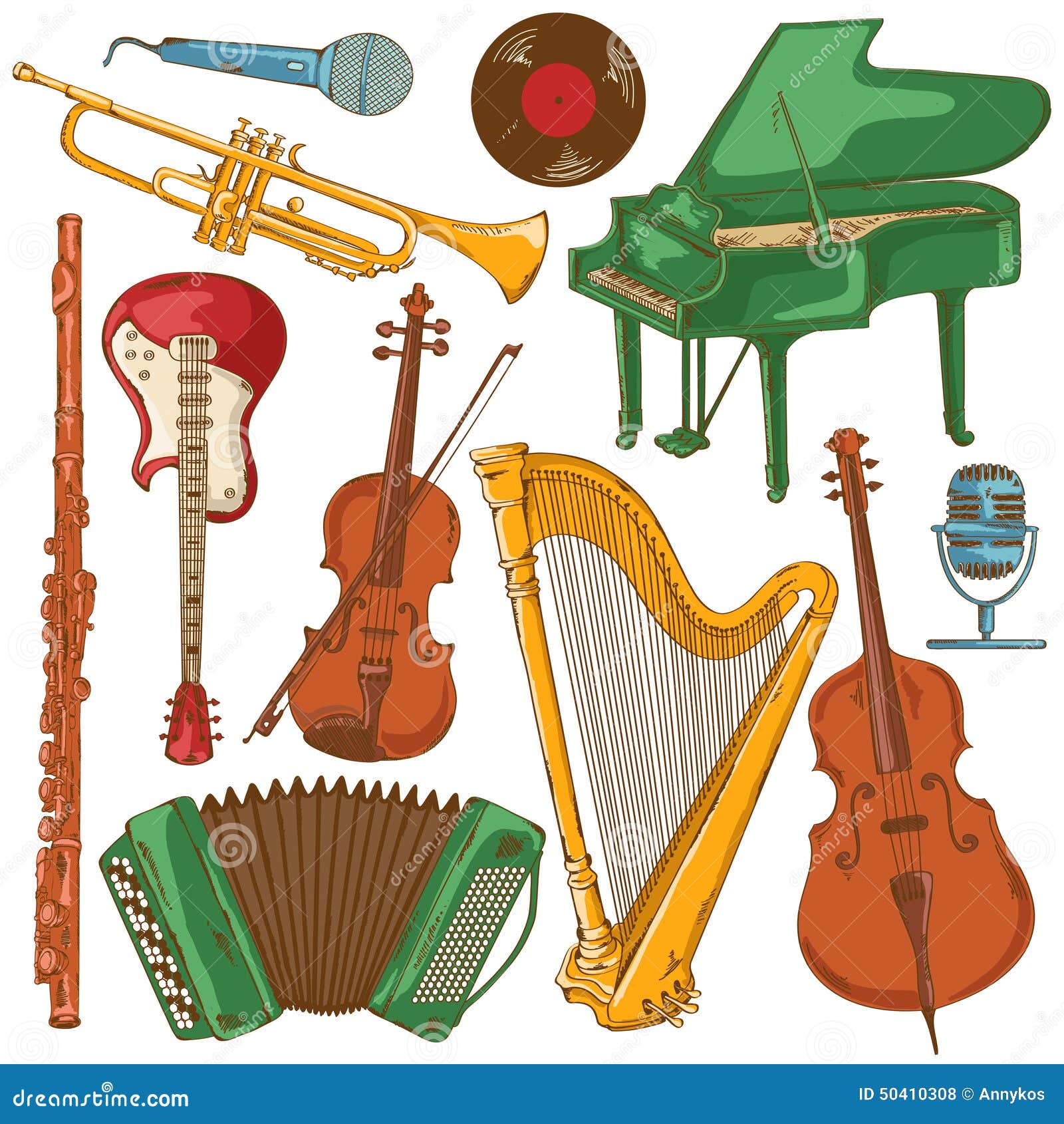 Set of Isolated Colorful Musical Instruments Stock Vector ...
