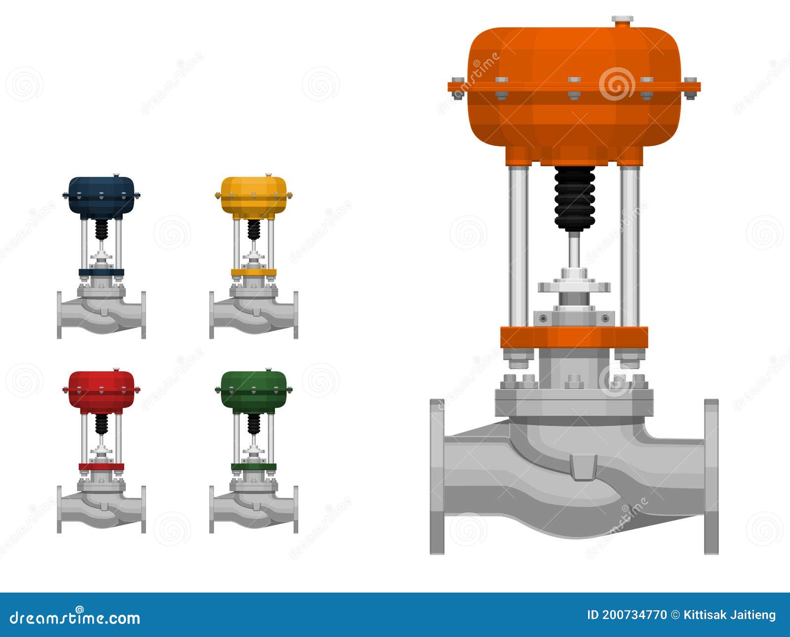 Set of Isolated Control Valve on White Background Stock Vector ...