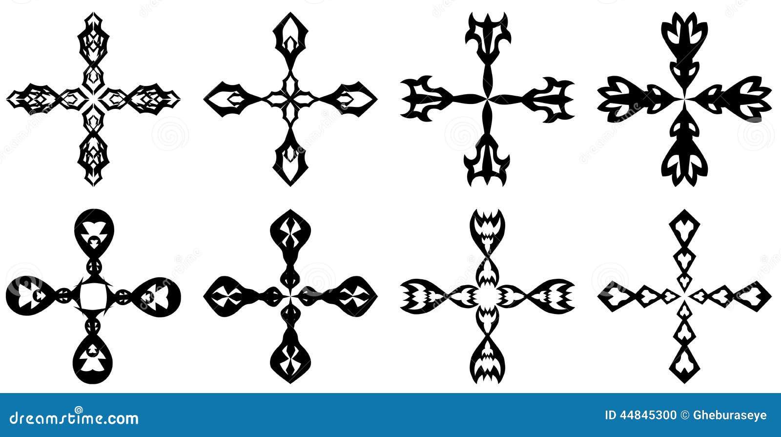 Set of Isolated Crosses Decorated Stock Illustration - Illustration of ...
