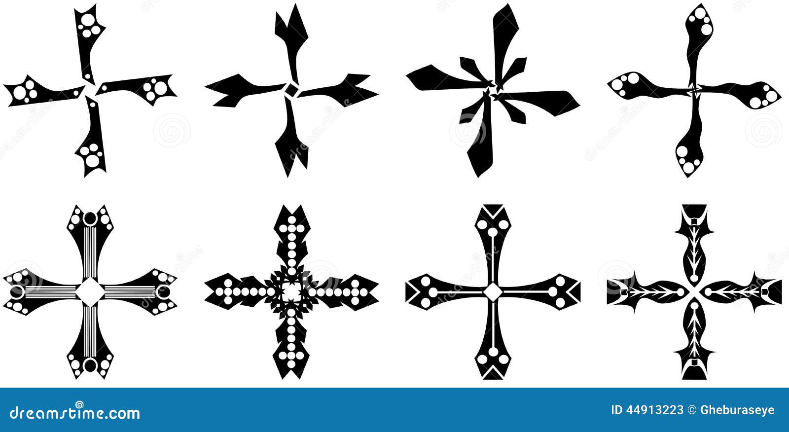 Set of Isolated Crosses Decorated Stock Illustration - Illustration of ...