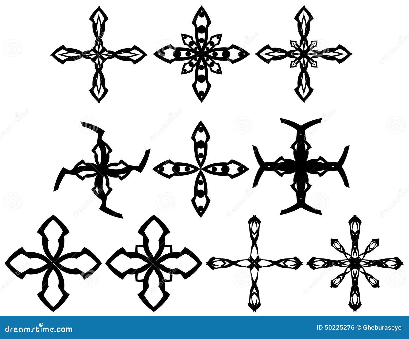 Set of Isolated Crosses Decorated Stock Vector - Illustration of belief ...