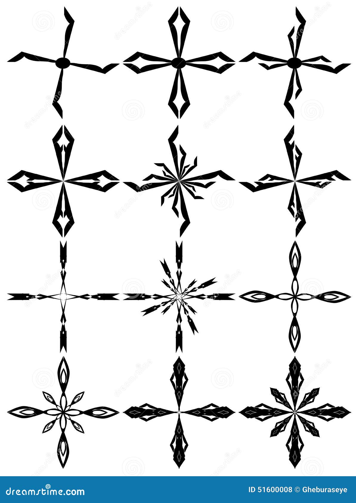 Set of Isolated Crosses Decorated Stock Vector - Illustration of christ ...